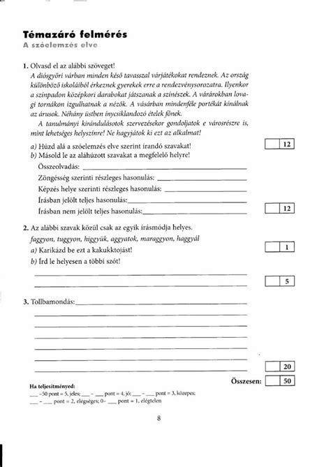 Apáczai Nyelvtan felmérő 5 osztály