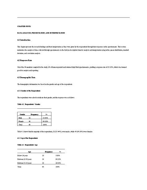 Chapter Four Essays Chapter Four Data Analysis Presentation And