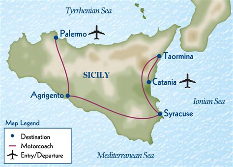 Travel Map Of Sicily