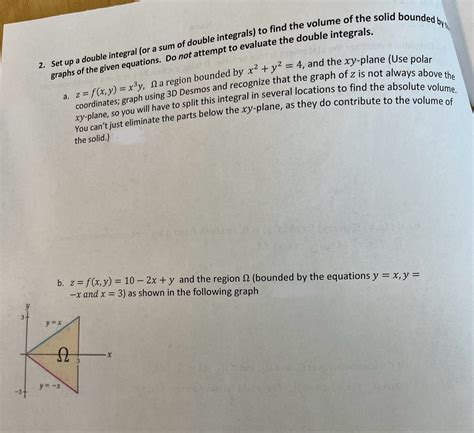 Solved Set Up A Double Integral Or A Sum Of Double Chegg Com
