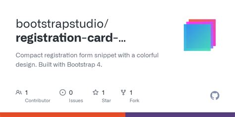 GitHub Bootstrapstudio Registration Card Bootstrap Snippet Compact