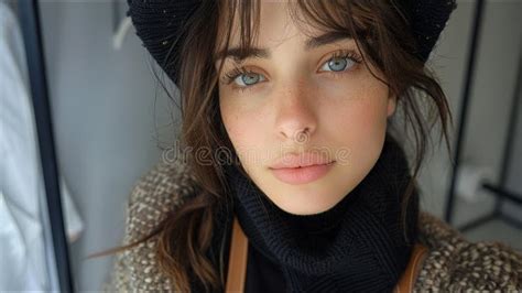 Young Woman Beautiful Artsy Intriguing Youthful Exuberant Model Stock