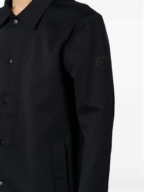 Alpha Tauri Logo Appliqué Button Up Shirt Jacket In Black Modesens