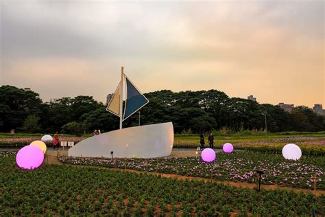 【台北】免費景點！「古亭河濱公園」三千坪粉色系花海、船型眺望台拍絕美全景、浪漫球燈點亮夢幻之夜，一路美到228！ 好想去喔