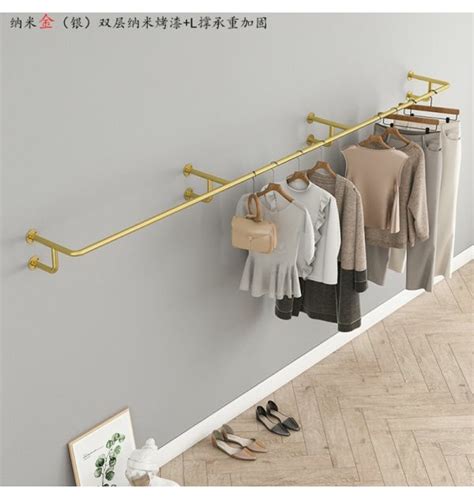 옷가게 행거 옷걸이 봉 파이프 디스플레이 랙 골드 벽 U 자형 대담한 걸이 여성 의류 매장 아동복 선반은 옷 레일을 걸고 있습니다 티몬