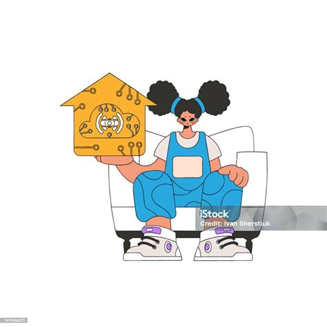 The Girl Grasps The Logo Of Internet Of Things In Her Grasp Stock Illustration Download Image