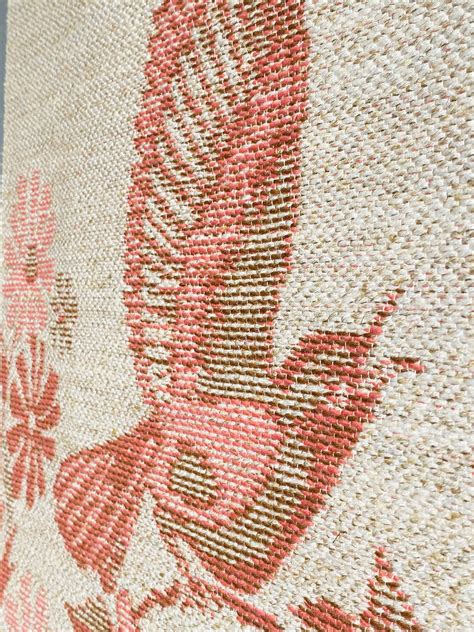Vintage Jacquard Woven Wallhanging 60s Tapestry Birds Etsy