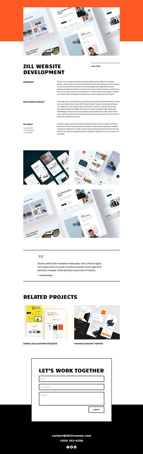 Creative CV Project Page Divi Layout By Elegant Themes