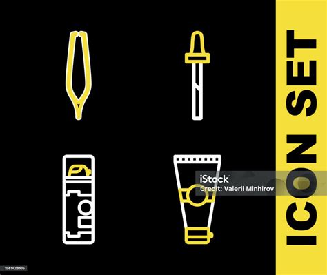 세트 라인 피펫 로션 화장품 튜브 면도 젤 폼 및 눈썹 핀셋 아이콘 벡터 건강 검진에 대한 스톡 벡터 아트 및 기타 이미지 건강 검진 건강 진단 건강관리와 의술