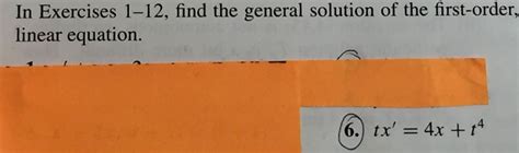 Solved In Exercises 1 12 Find The General Solution Of The