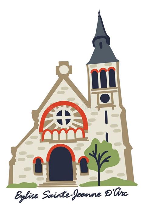Church Of Saint Joan Of Arc French Church Stock Vector Illustration