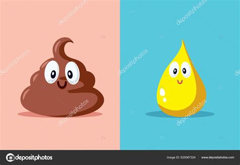 Cocô Xixi Mascotes Engraçados Vetor Desenho Animado Ilustração Vetor De