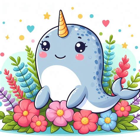 Premium Vector Narwhal Vector Cartoon Illustration