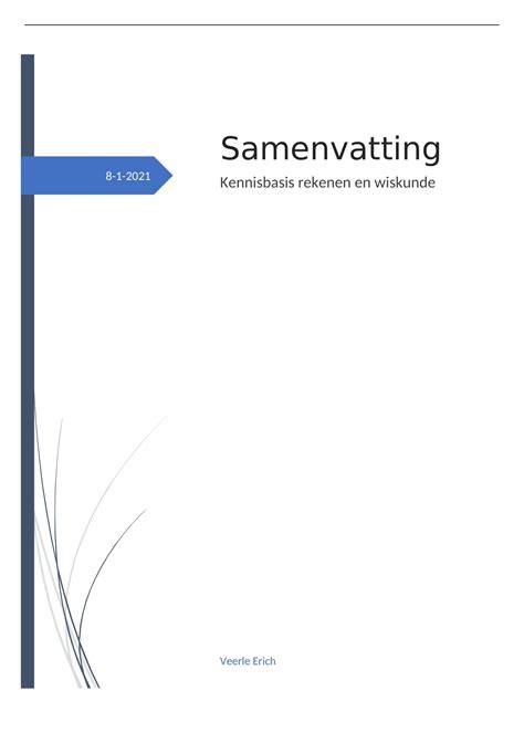 Samenvatting Kennisbasis Rekenen En Wiskunde Pabo Kennisbasis Rekenen