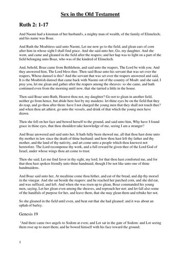 Sex In The Old Testament Ruth 2 1 17 Teaching Resources