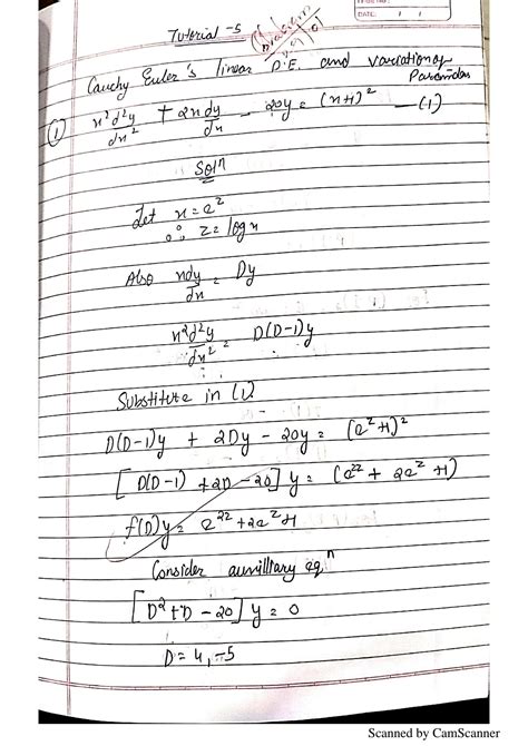 Solution Cauchy Euler Linear Differential Equation Studypool
