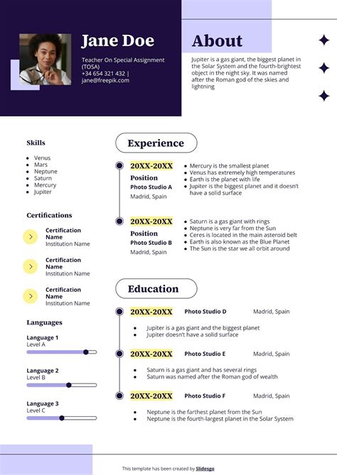 Teacher On Special Assignment TOSA Resume Presentation