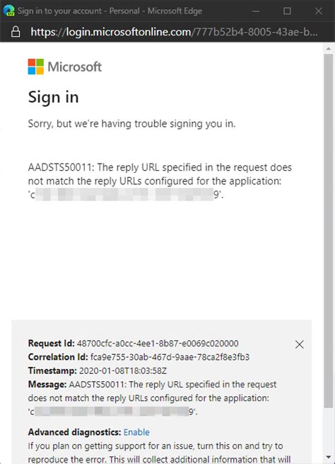 how to fix authentication issues with container insights live data on
