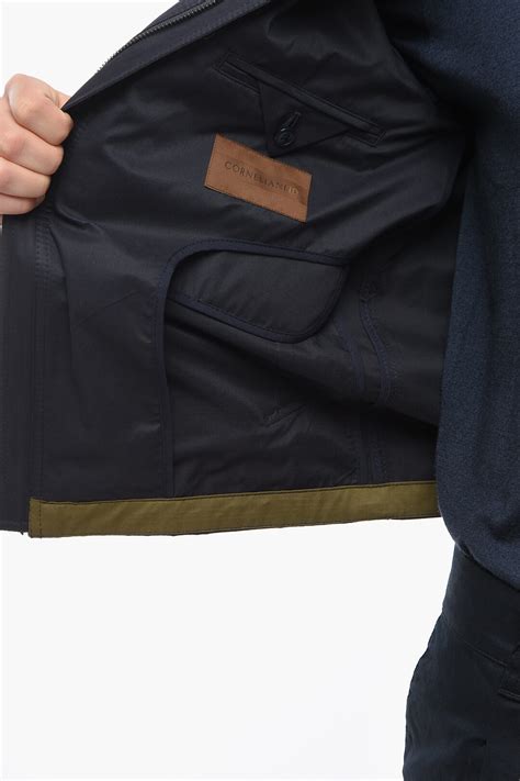 Corneliani Id Zip Up Windbreaker Jacket With Pointed Collar Men
