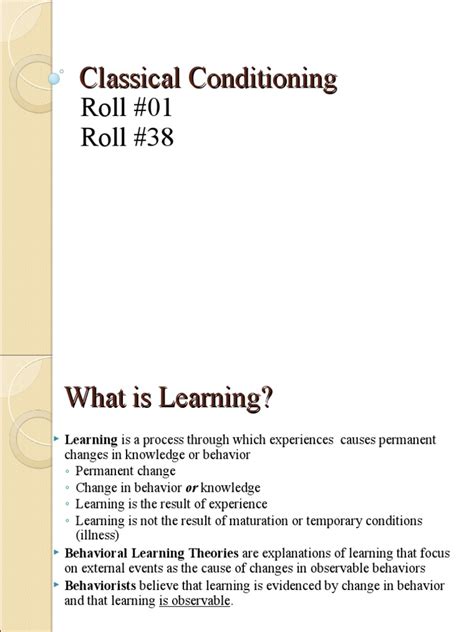 classical conditioning 1 pdf classical conditioning learning