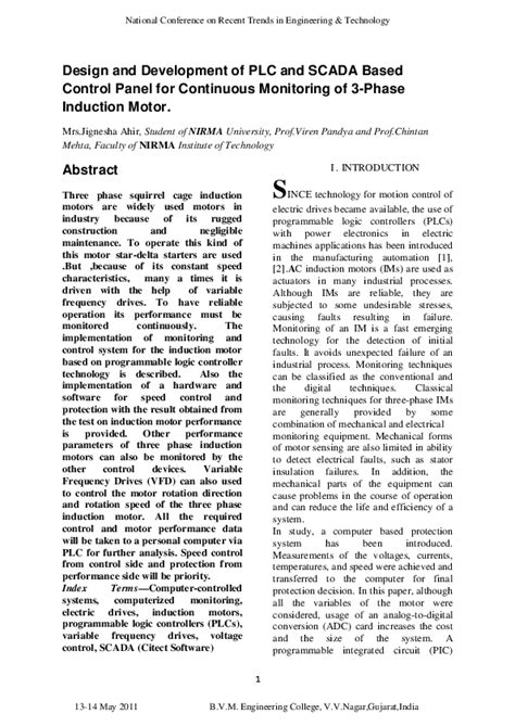 pdf design and development of plc and scada based control panel for