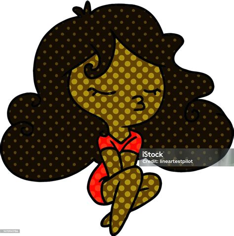 Ilustración De Caricatura Dibujada A Mano Alzada De Linda Chica Kawaii