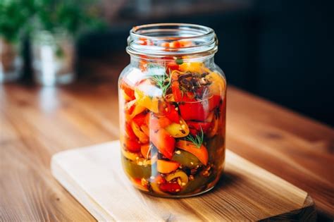 Premium Ai Image Capsicum Preserve In Glass Jar