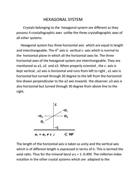 Hexagonal System Hexagonal System Has Three Horizontal Axis Which Are