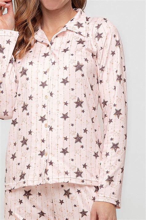 Pijama Feminino Americano Longo Estrelas