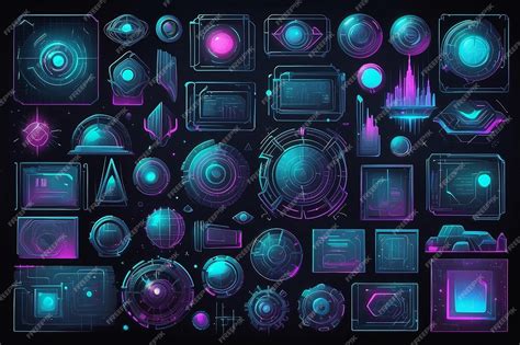 Premium Photo Big Collection Of Retro Futuristic Elements For Design Abstract Set Of Frames 3d
