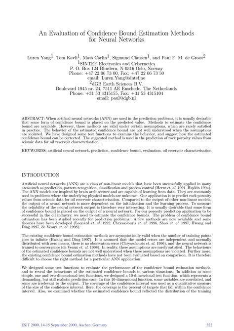 Pdf An Evaluation Of Confidence Bound Estimation Methods For Neural