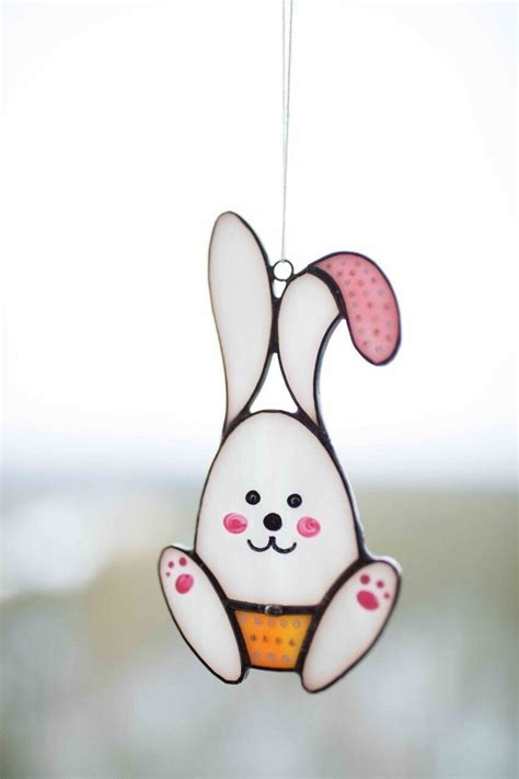 Stained Glass Easter Bunny Ts Suncatcher Easter Eggs Window Hangings