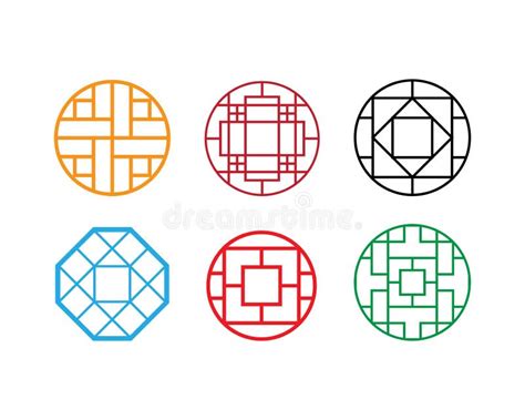 Set Of Circle Korean Pattern Window Frame Stock Vector Illustration