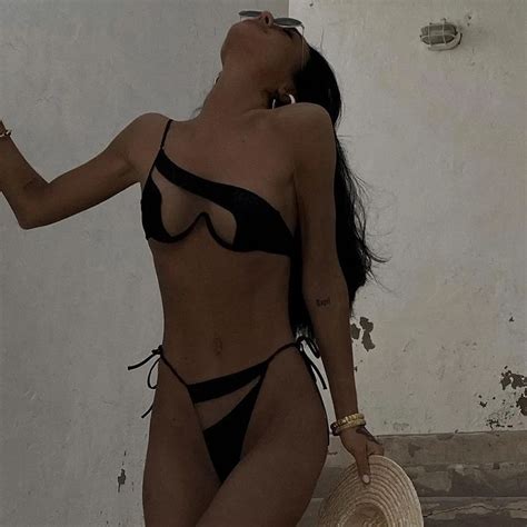 Dental Floss Bikini Sexy Hollow Mesh Swimwear One Shoulder Strap Briefs