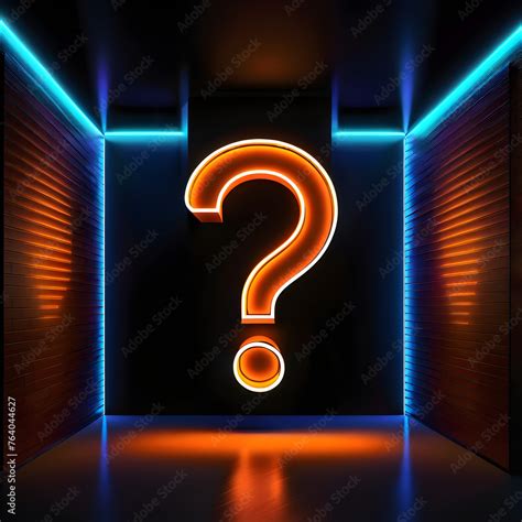 bright orange neon question mark icon catchy symbol for queries