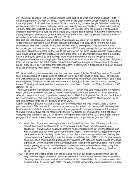Task 4 Task 4 A1 The Major Causes Of The Great Depression Were
