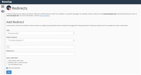 Setup Root Domain And Subdomains Redirects In Cpanel Basezap