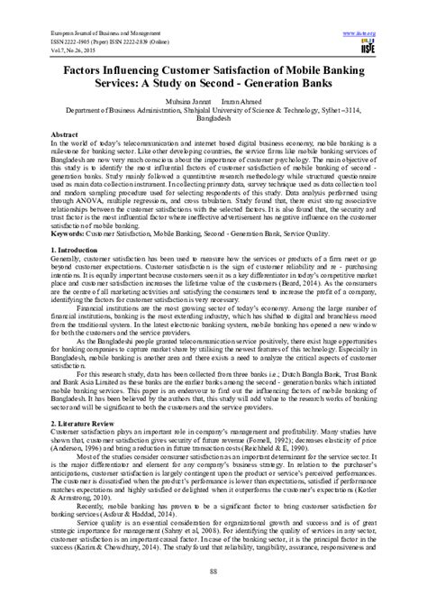 Pdf Factors Influencing Customer Satisfaction Of Mobile Banking