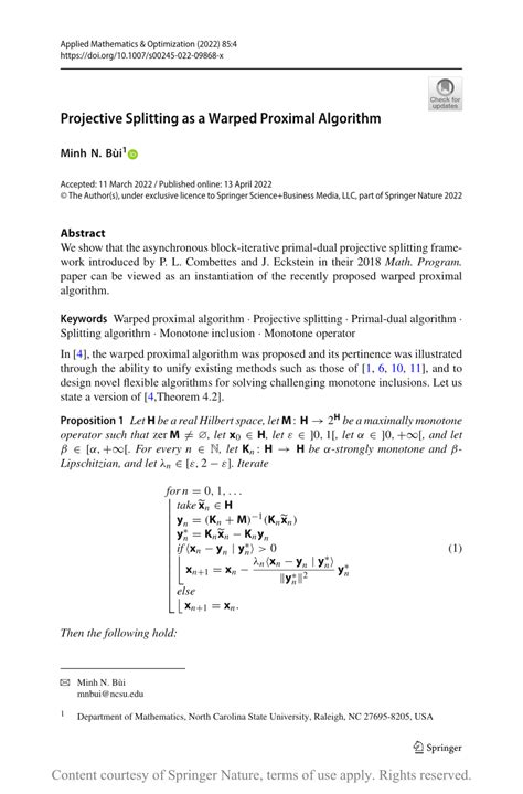 Projective Splitting As A Warped Proximal Algorithm Request Pdf