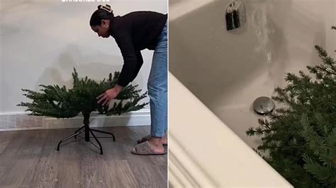 Una Mujer Mostró Cómo Lava El árbol De Navidad En La Bañera Antes De
