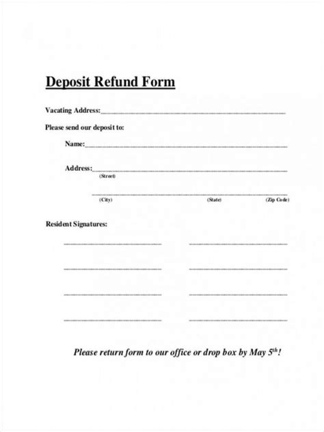 Free Printable Security Deposit Return Form Printable Calendars At A
