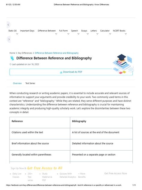 Difference Between Reference And Bibliography Know Differences Ia Pdf Citation Bibliography