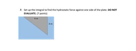 Solved Set Up The Integral To Find The Hydrostatic Force Chegg