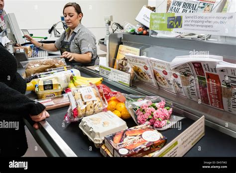 Waitrose Supermarket Checkout Till As Food Products Move Along The