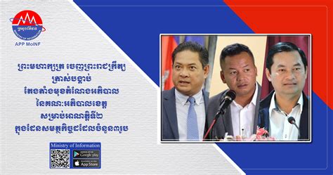 ព្រះមហាក្សត្រ ចេញ ព្រះរាជក្រឹត្យ ត្រាស់បង្គាប់ តែងតាំង មុខតំណែងអភិបាល នៃគណៈអភិបាលខេត្ត សម្រាប់