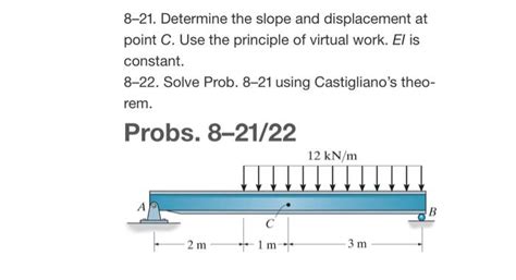 Solved 8 21 Determine The Slope And Displacement At Point