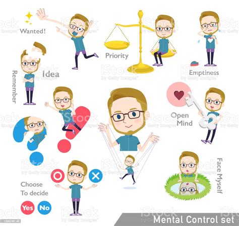 정신 조절이 있는 스포츠웨어에 있는 미국 금발 머리 남자 세트 Mental Wellbeing에 대한 스톡 벡터 아트 및 기타