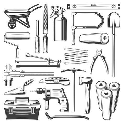 Premium Vector Construction And Repair Work Tools Vector Icons