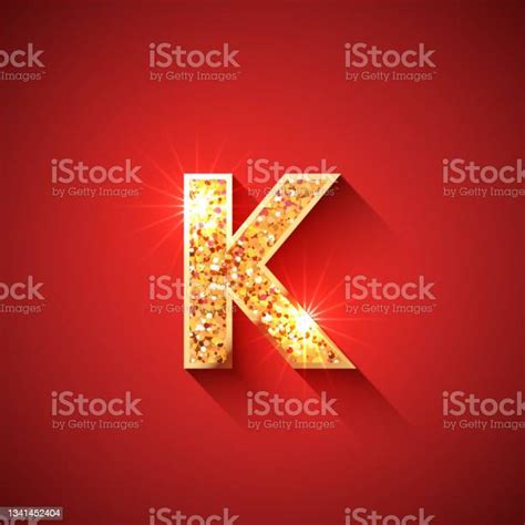 빨간 색 배경에 빛나는 황금 편지 K 0명에 대한 스톡 벡터 아트 및 기타 이미지 0명 3차원 형태 공휴일 Istock