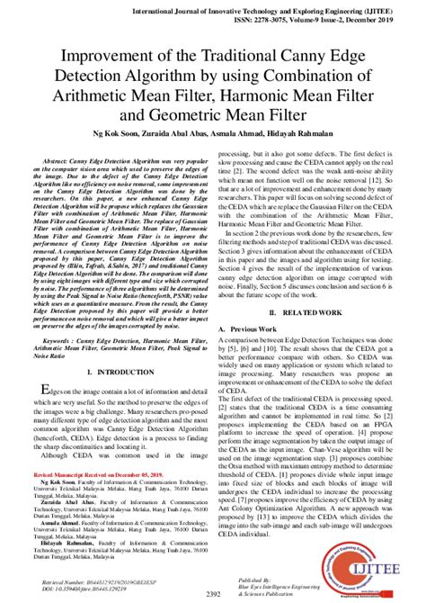 Pdf Improvement Of The Traditional Canny Edge Detection Algorithm By Using Combination Of